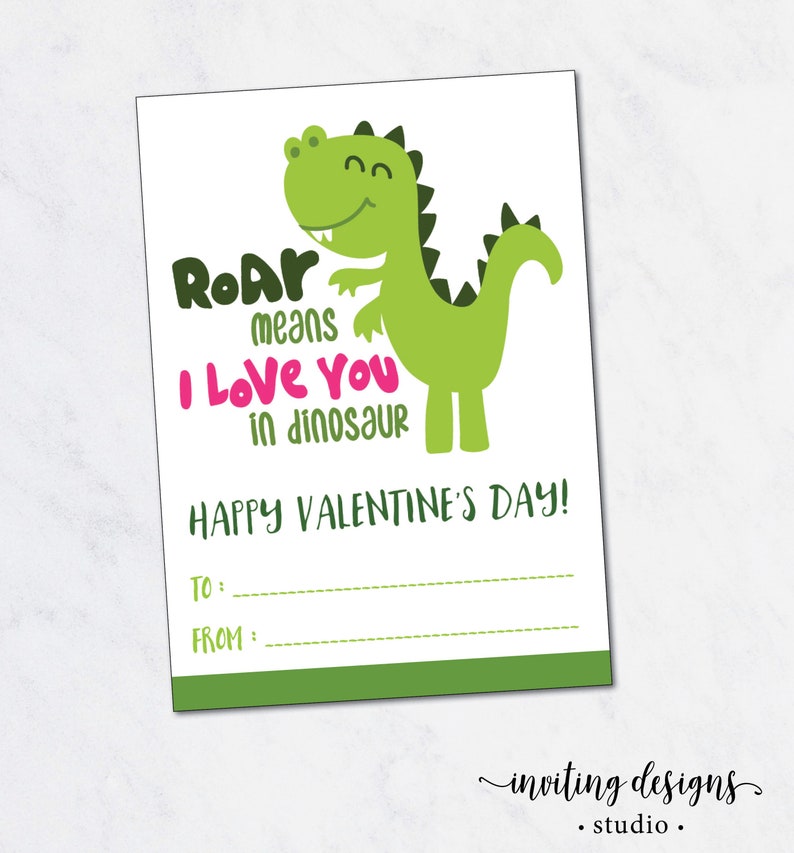 Dinosaur Valentine's Day Card / Printable Valentine Cards / Boy ...