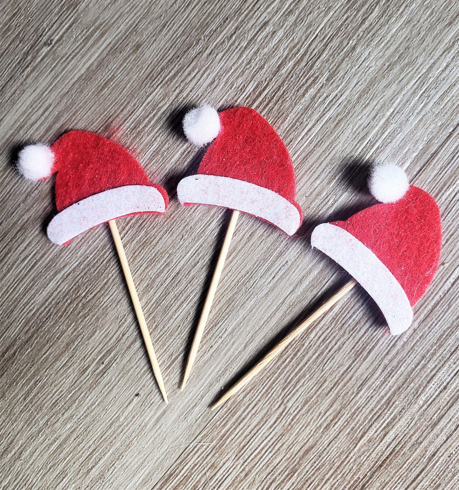 Santa Cupcake Toppers, Christmas Cupcake Toppers, Santa Hat, Holiday ...