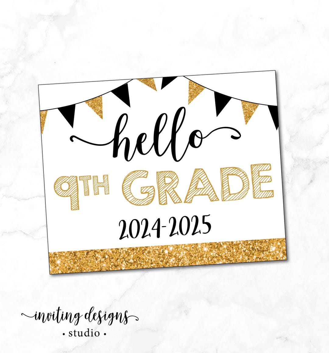 First Day of 9th Grade Sign / Printable Back to School Sign / Hello ...