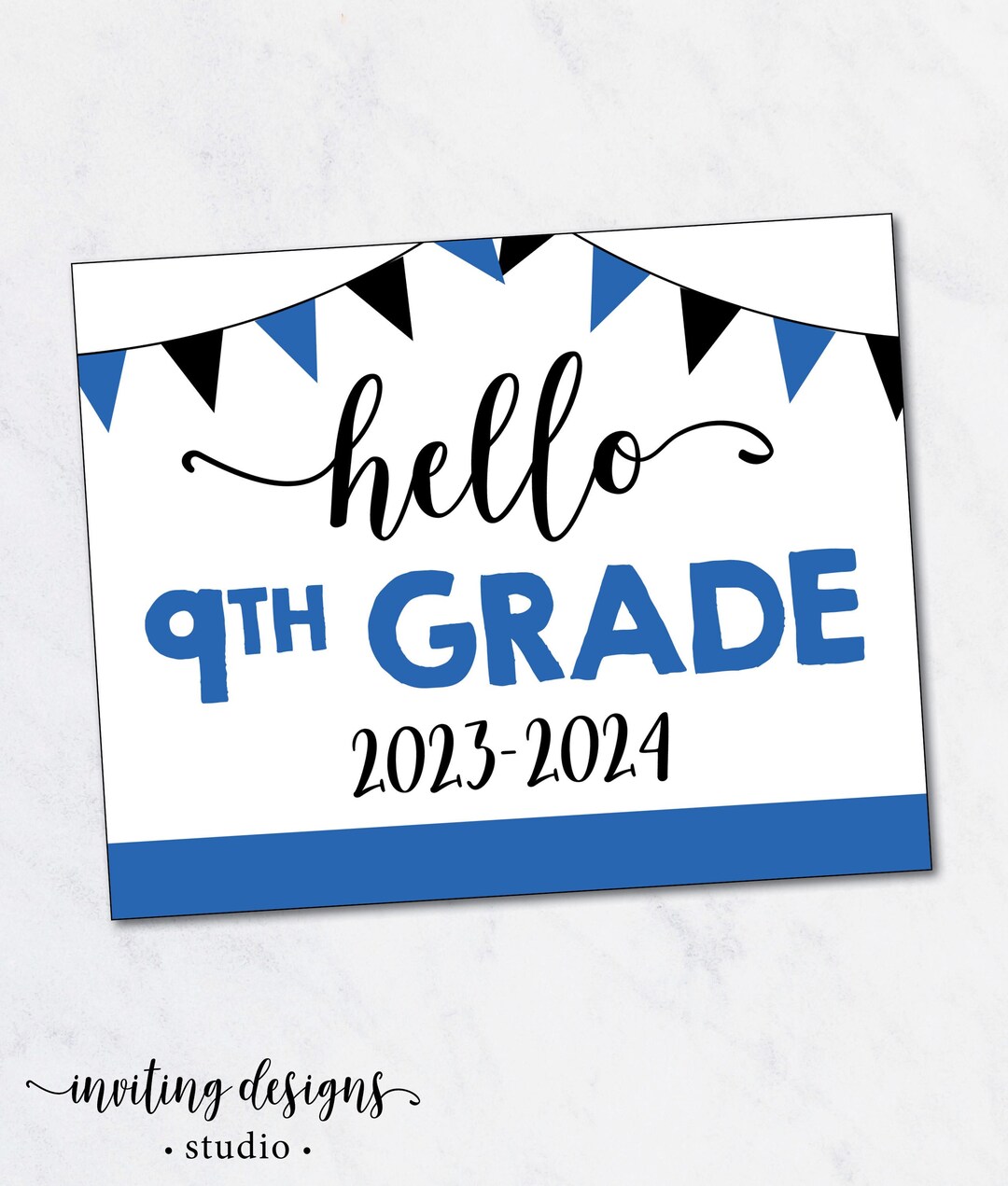 First Day of 9th Grade Sign / Blue and Black 9th Grade Sign / - Etsy