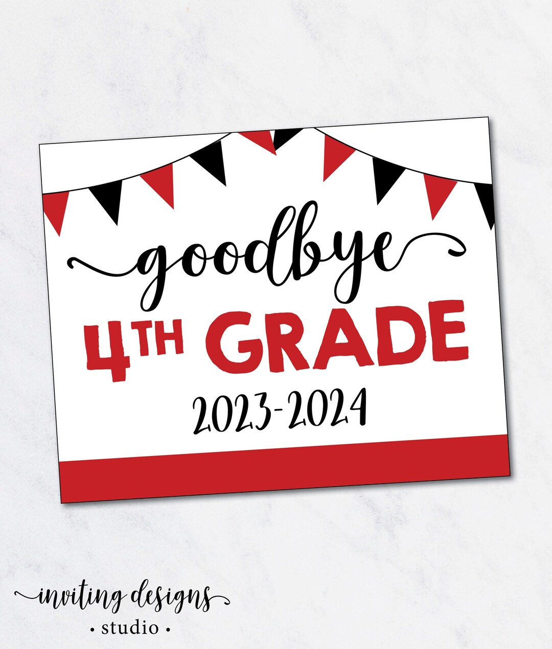 LAST Day of 4th Grade Sign / Red and Black 4th Grade Sign / Goodbye ...