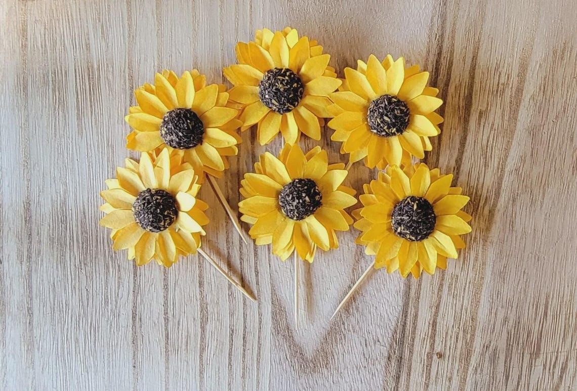 Sunflower Cupcake Toppers, Sunflower Party, Sunflower Baby Shower ...