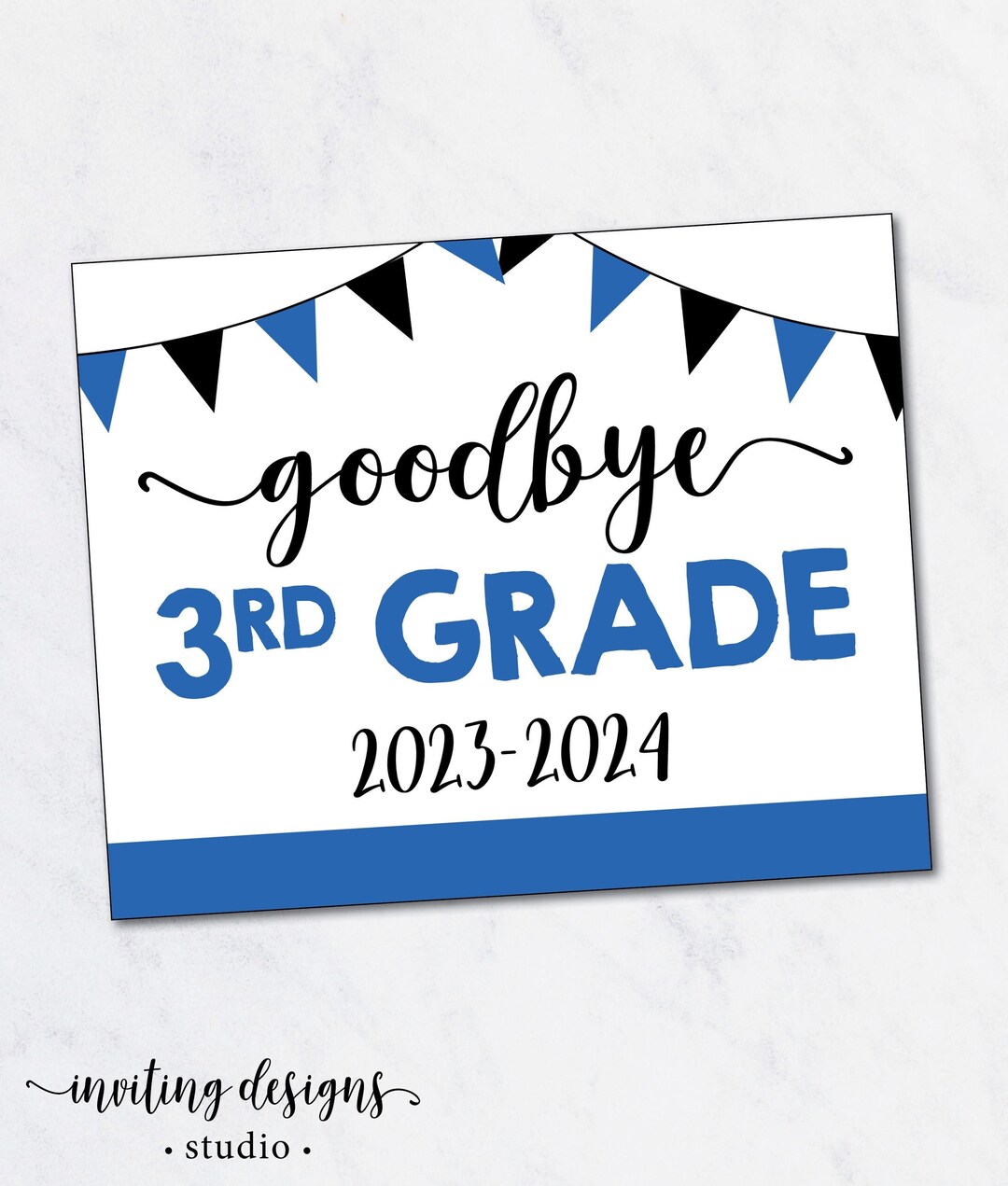 LAST Day of 3rd Grade Sign / Blue and Black 3rd Grade Sign / Goodbye ...