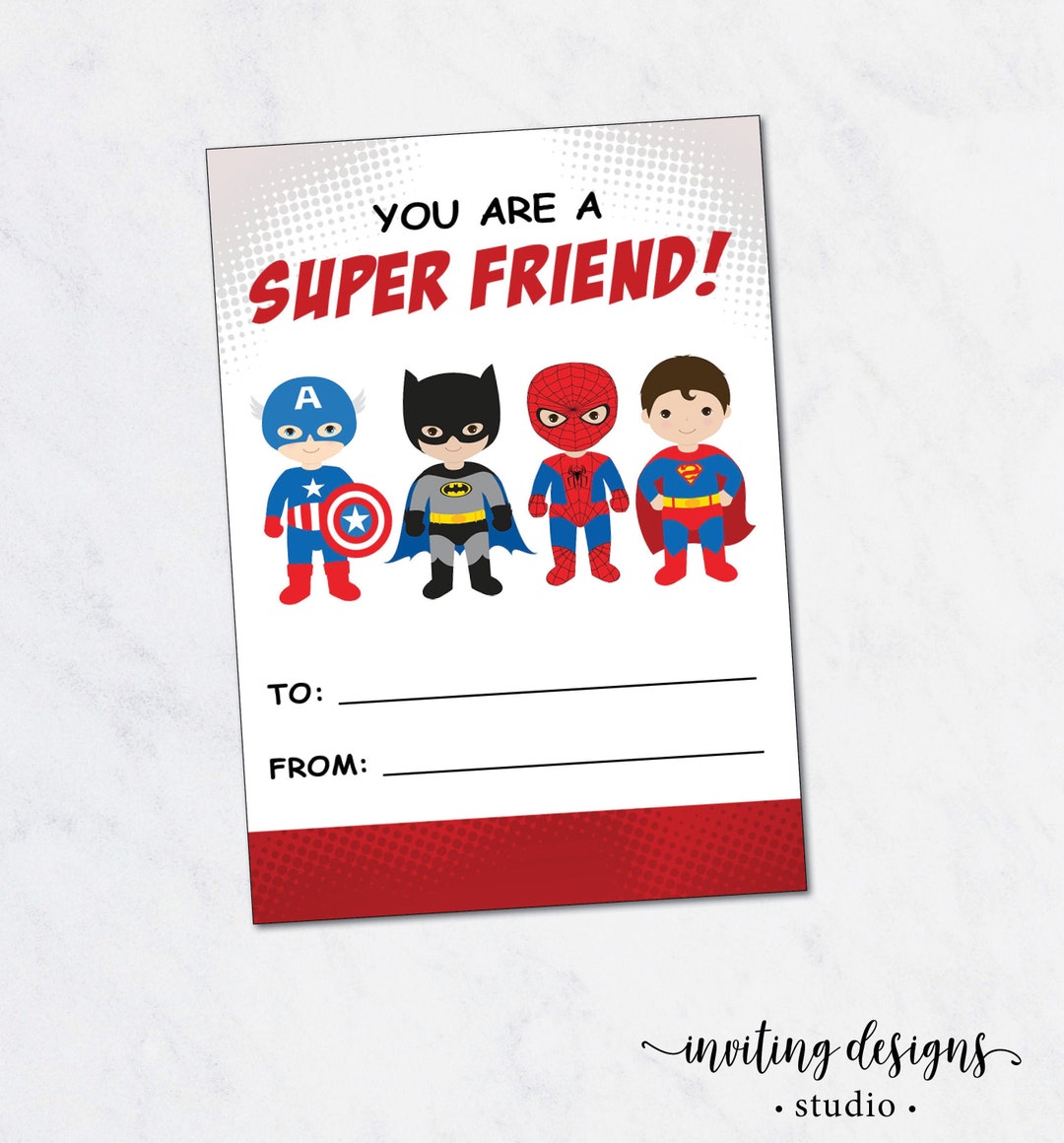 Superhero Valentine's Day Card / Printable Valentine Cards / Boy ...
