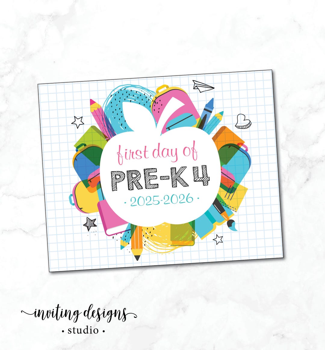 First Day of Pre-k4 Sign / First Day of School Sign / 2025 Prek4 Sign ...