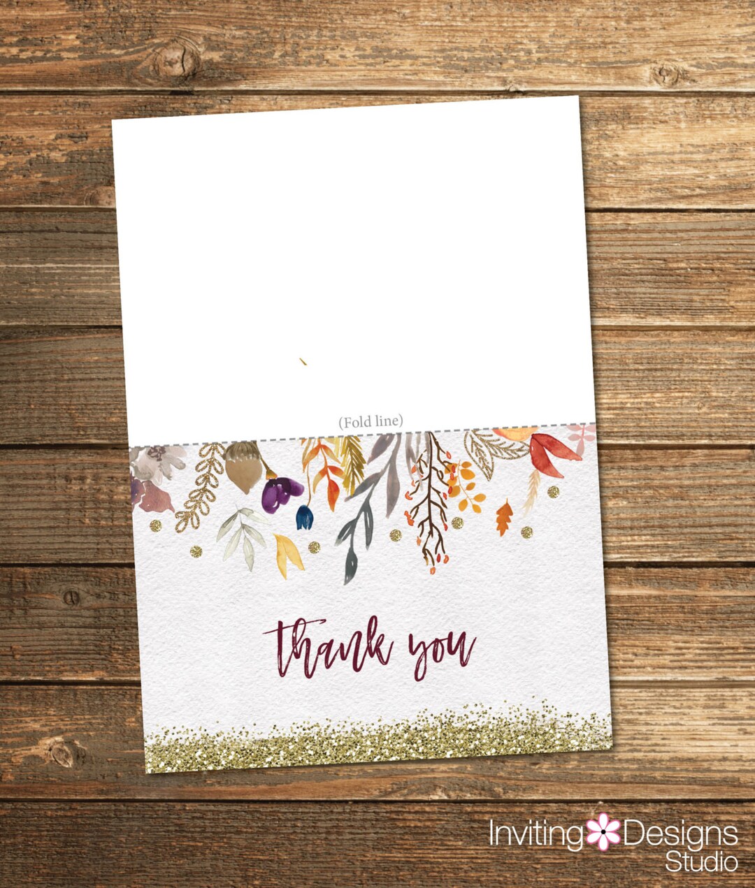 Fall Baby Shower Thank You Card / Autumn Baby Shower / Watercolor Fall ...