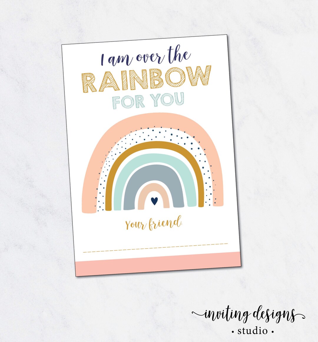 Kids Valentine Cards / Rainbow Printable Valentine's Cards / Girl ...