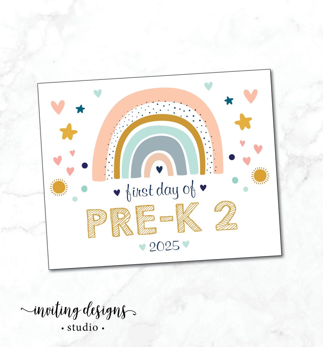 First Day of Pre-k 2 Sign / First Day of School Sign / Printable Pre K ...