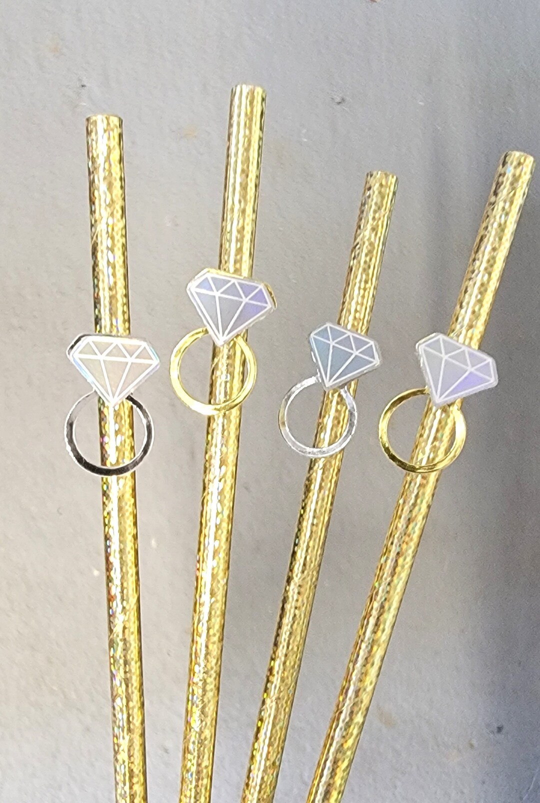 Bachelorette Party Straws, Wedding Ring Straws, Gold Silver, Bridal ...