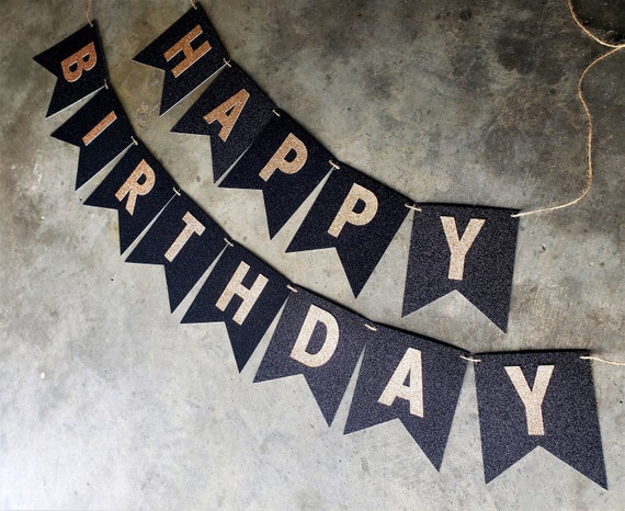 Happy Birthday Banner Men's Birthday Copper and Black - Etsy