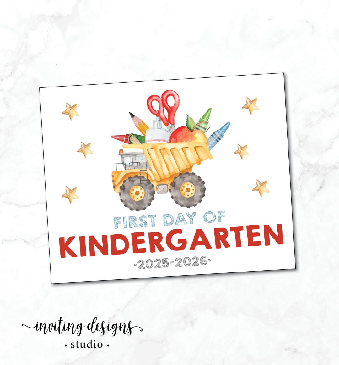 Boy School Sign / Dump Truck First Day of Kindergarten Sign / 1st Day ...