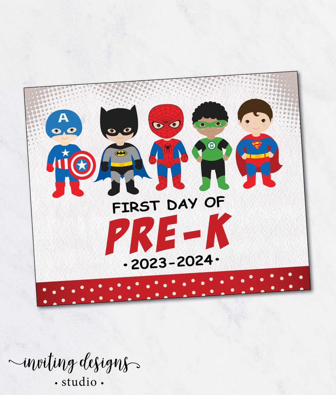Boy First Day of Pre K Sign / Superhero First Day of Pre-k - Etsy