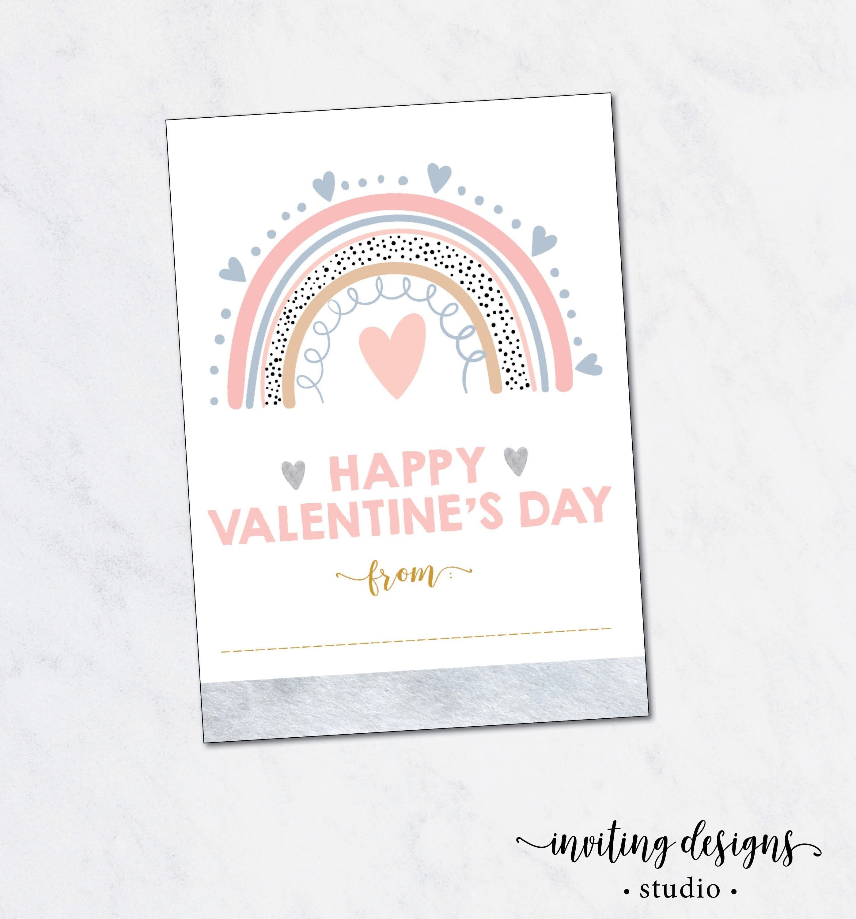 Kids Valentine Cards / Rainbow Printable Valentine's Cards / Girl ...