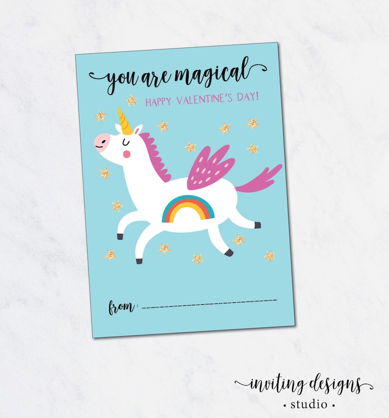 Unicorn Valentine's Day Card / Printable Valentine Cards / - Etsy