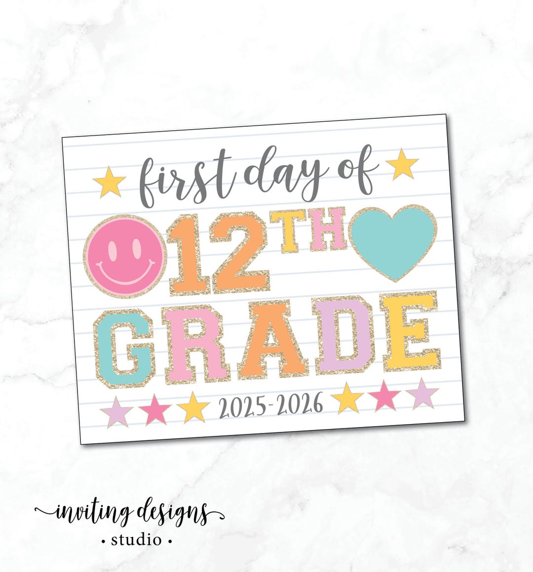 First Day of 12th Grade Sign / First Day of Twelfth Grade Sign / Photo ...