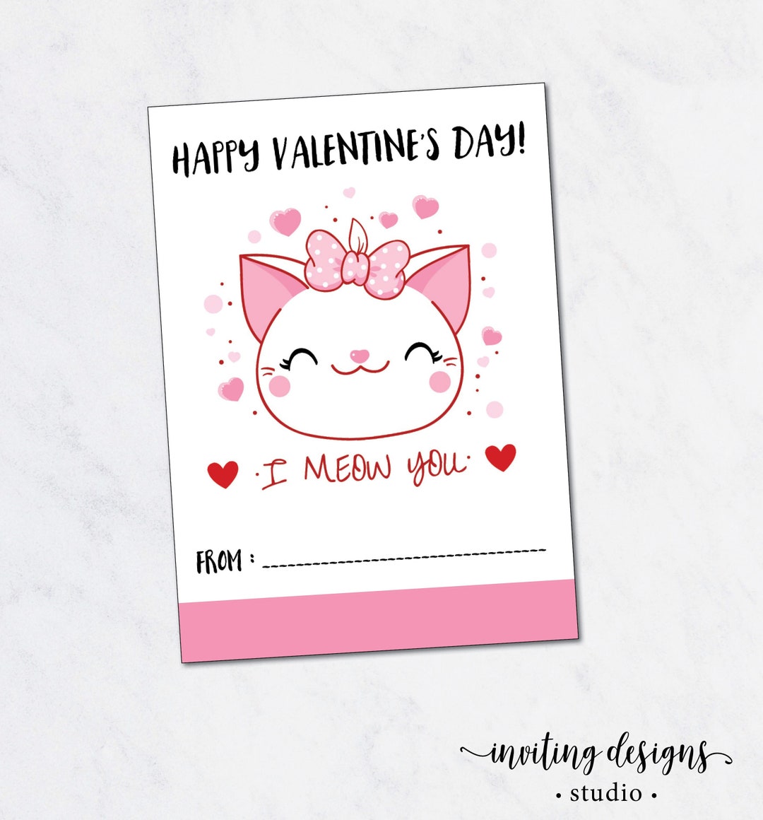 Cat Valentine's Day Card / Kitty Valentine / Printable Valentine Cards ...