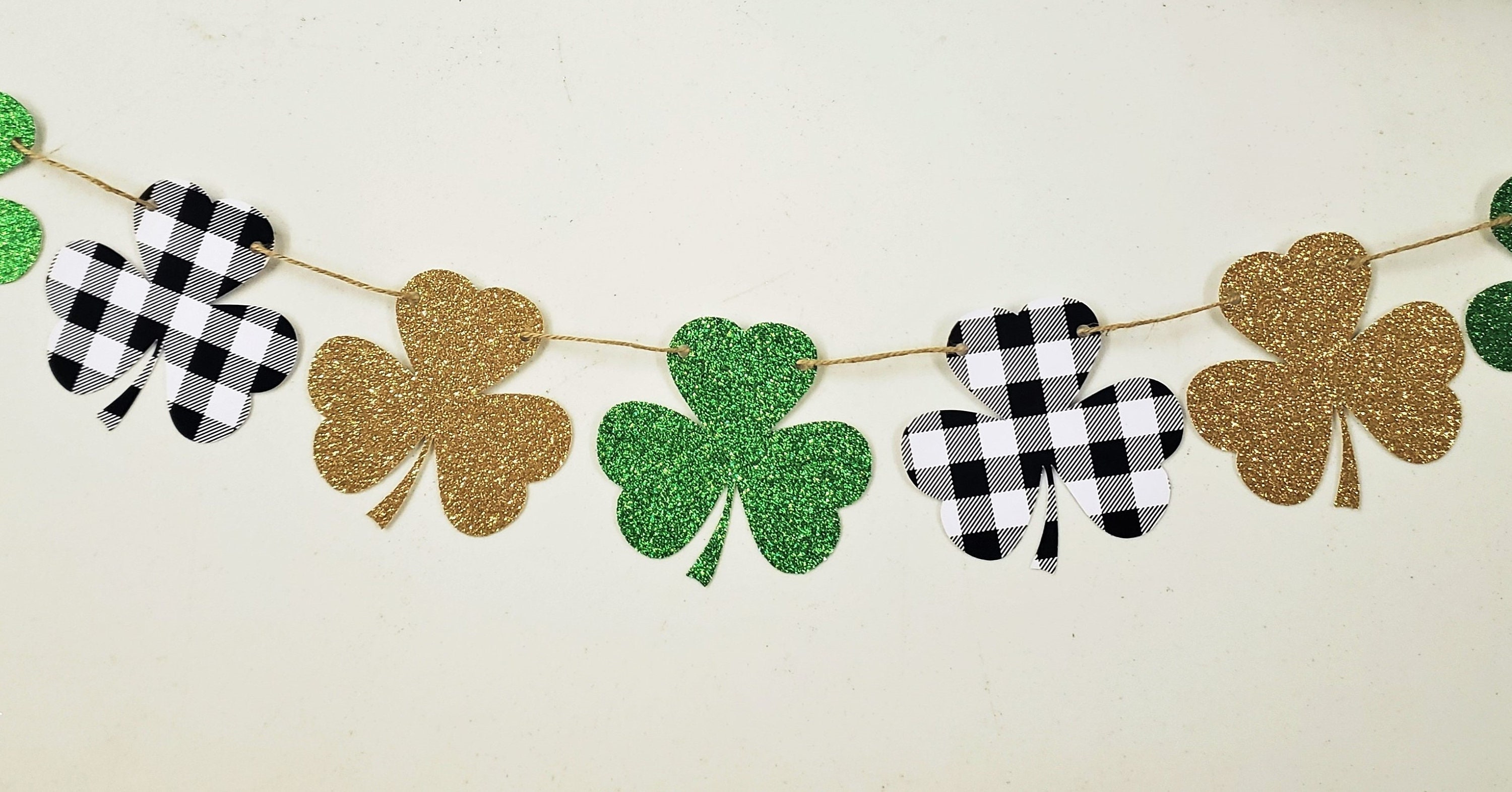 READY TO SHIP Shamrock Banner Buffalo Plaid Shamrock Garland - Etsy