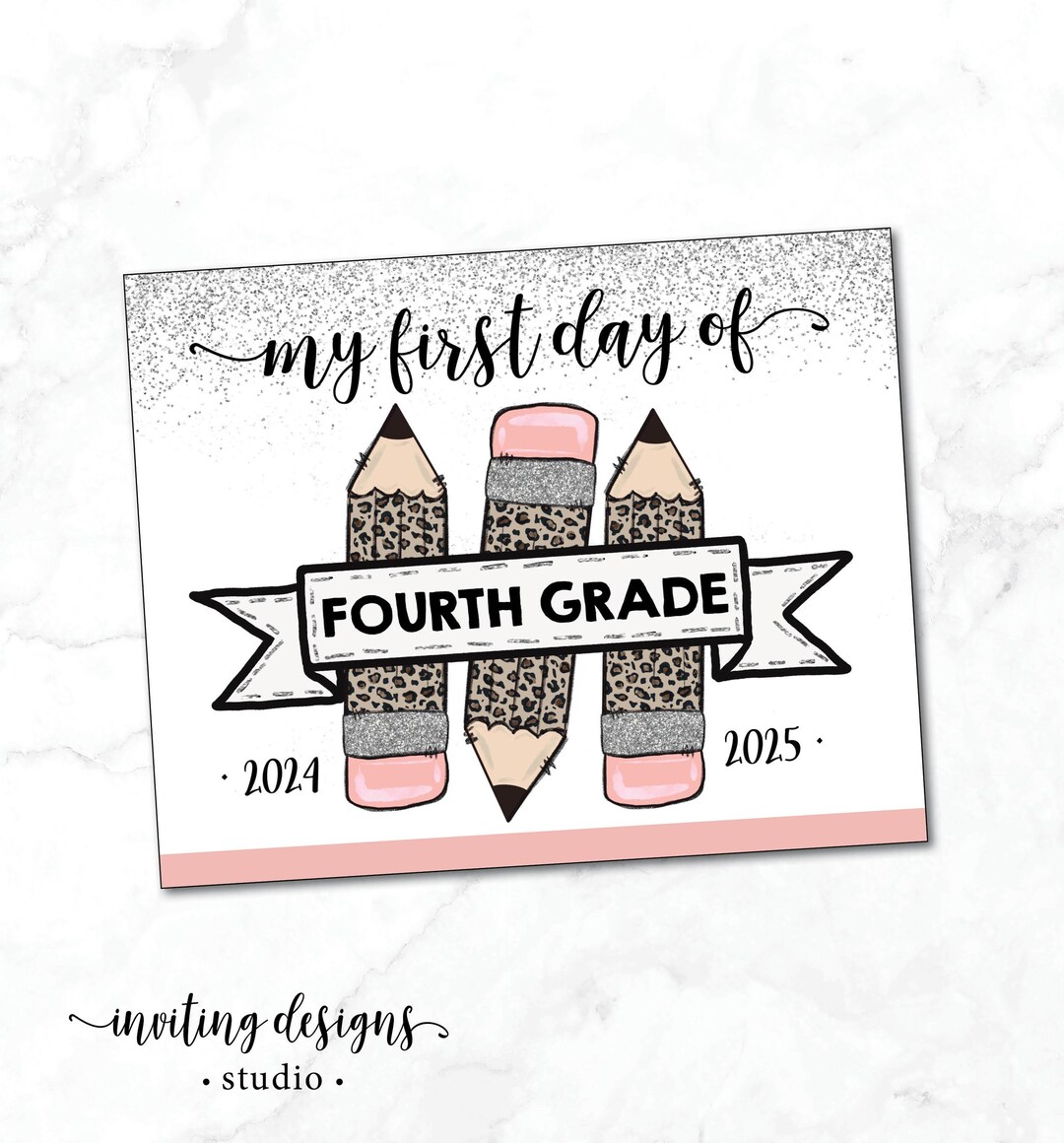 4th Grade Sign / Fourth Grade Sign / Leopard Print / First Day of ...