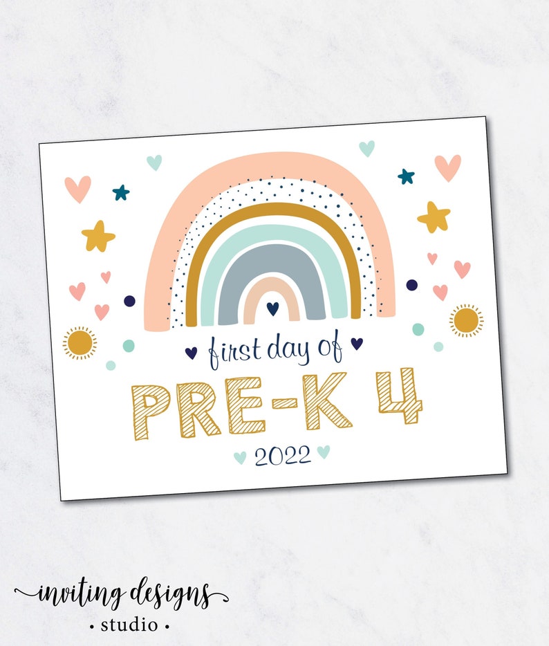 First Day of Pre-k 4 Sign / First Day of School Sign / - Etsy