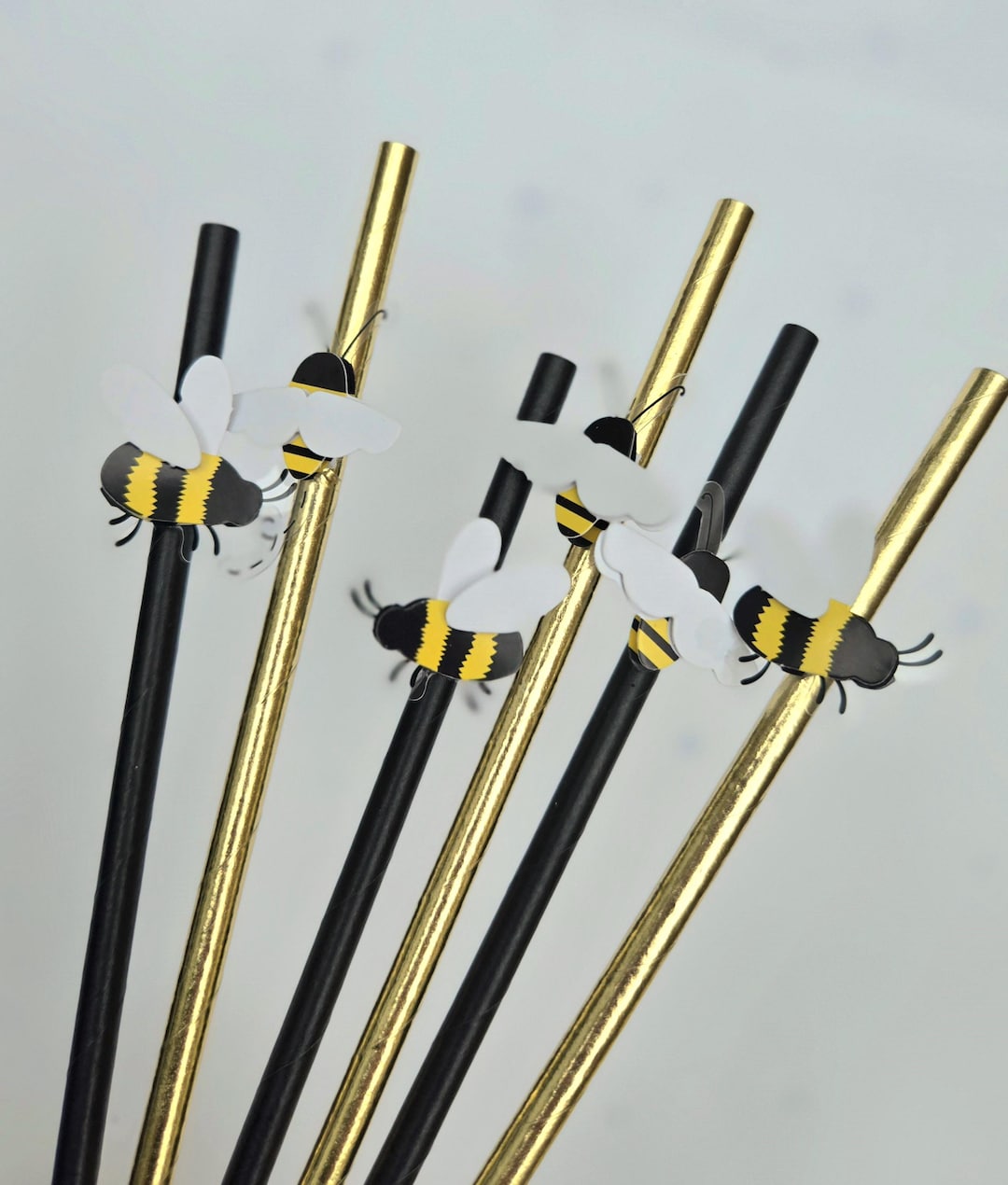 Bee Straws, Sweet as Can Bee Party, Bee Party Straws, Gold Black Yellow ...