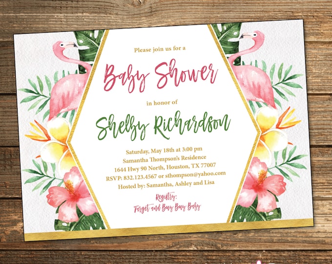 Tropical Baby Shower Invitation / Summer Baby Shower / Pink | Etsy