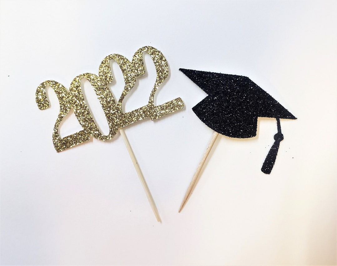Graduation Cupcake Toppers, 2022 Graduation Party Decorations, 12 ...
