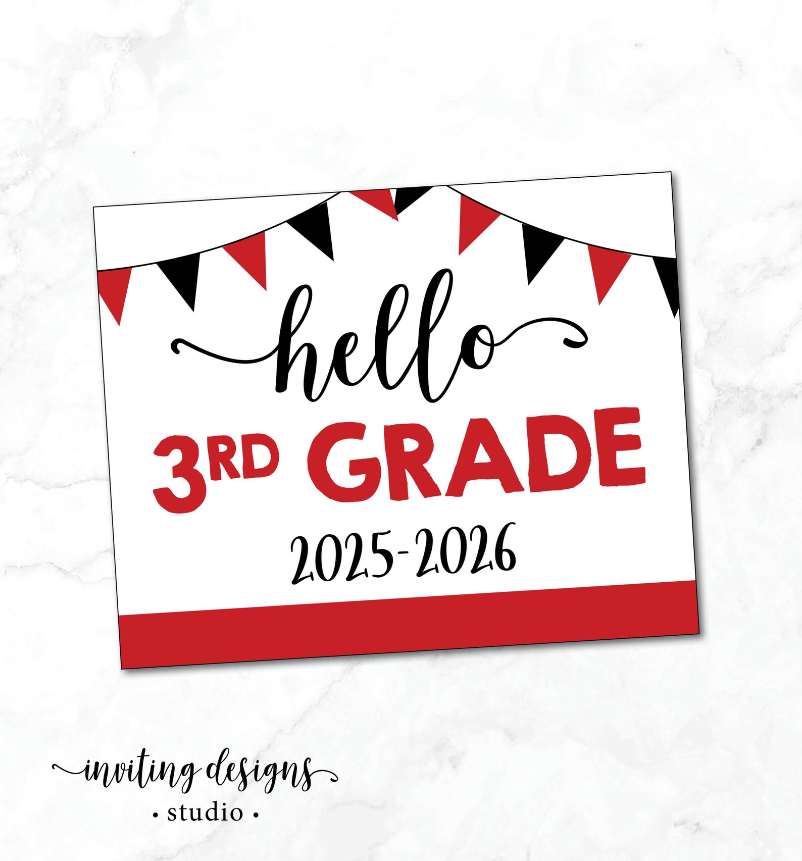 First Day of 3rd Grade Sign / Red and Black 3rd Grade Sign / Hello ...