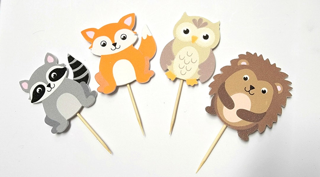 Woodland Animal Cupcake Toppers, Fall Cupcake Toppers, Decoration for ...
