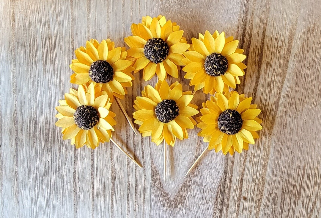 Sunflower Cupcake Toppers, Sunflower Decorations, Sunflower Baby Shower ...