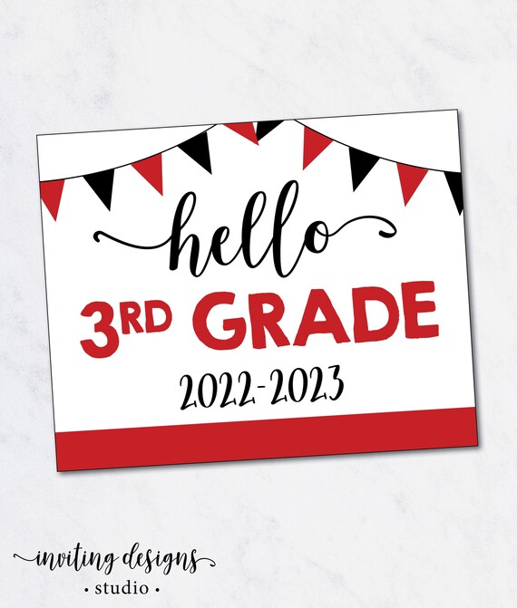 First Day of 3rd Grade Sign / Red and Black 3rd Grade Sign / - Etsy