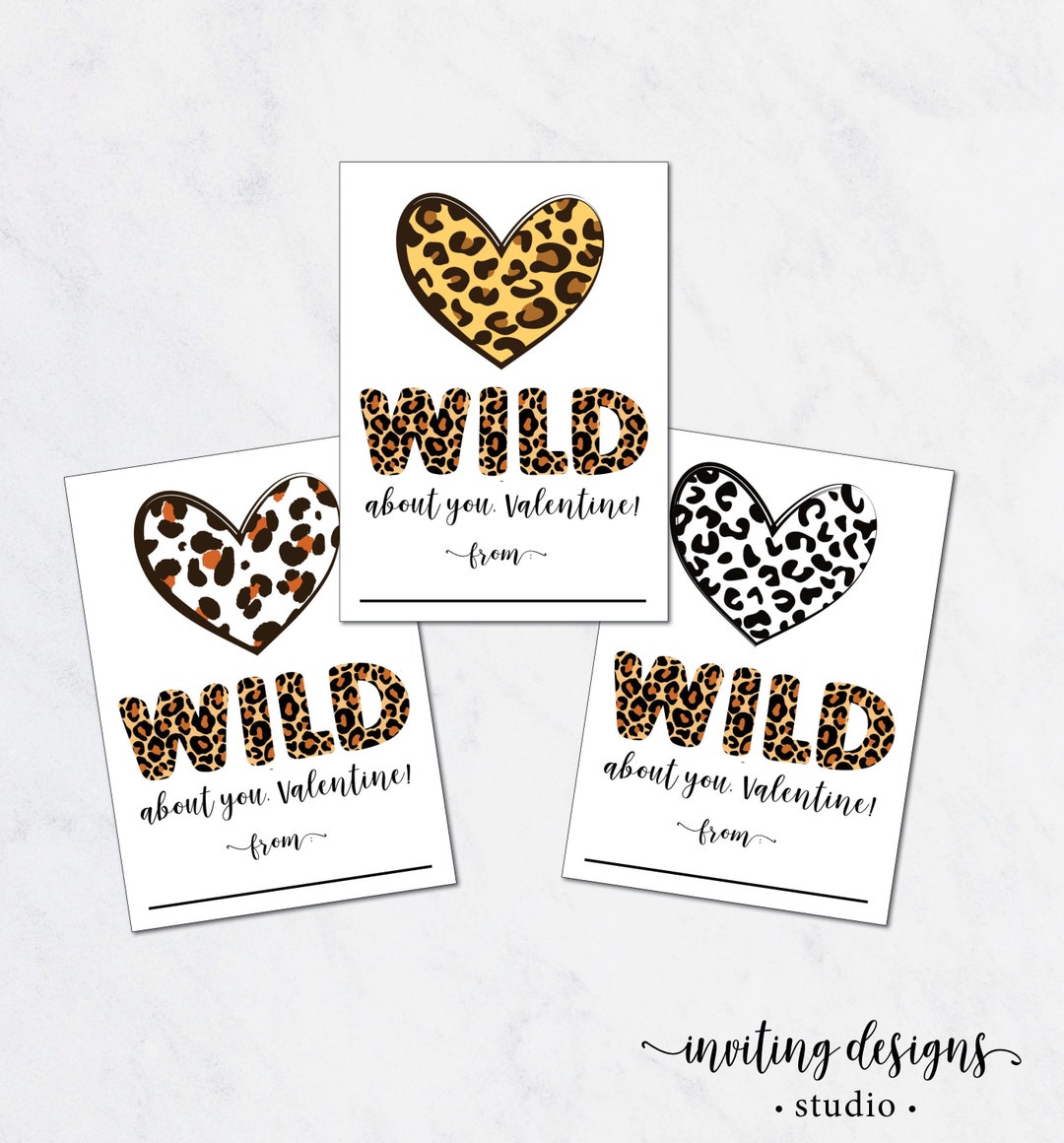 Cheetah Valentine Cards / Wild Animal Valentine's Cards / Kids ...