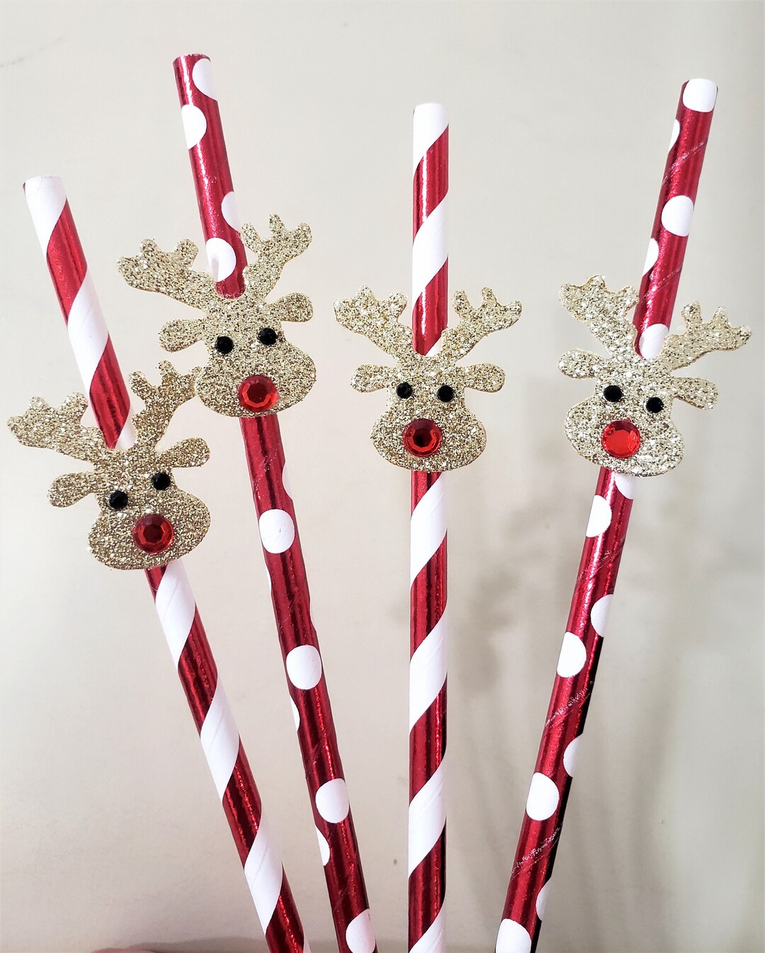 Reindeer Straws, Christmas Party Straws, Christmas Decorations, Red ...