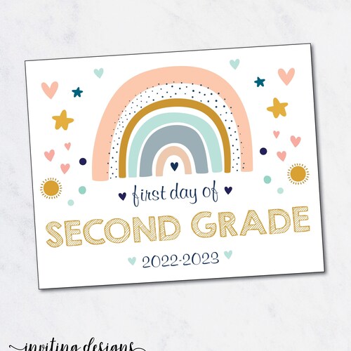 Editable First Day of 2nd Grade Sign Rainbow First Day of - Etsy