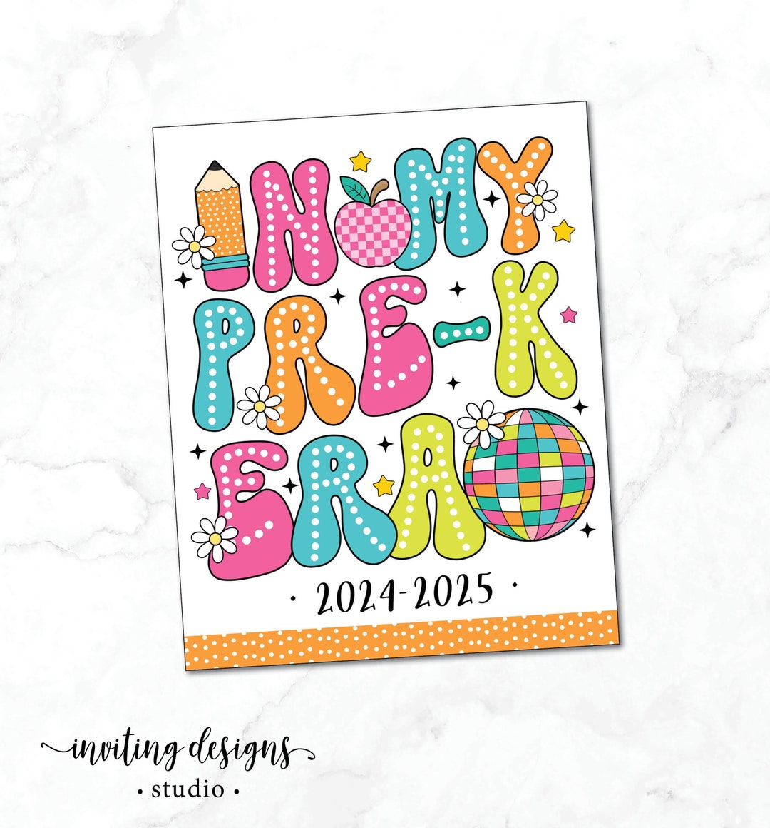 Pre-k Era Sign / First Day of Prek Sign / 1st Day of Prekindergarten ...