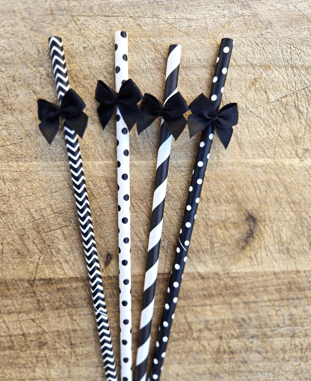 Black Bow Straws, Decorations for Bridal Showers, Black Bow Wedding ...