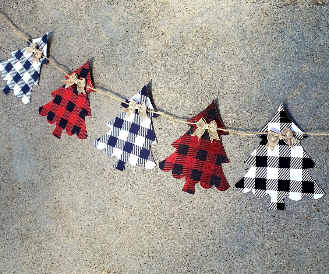 READY TO SHIP Christmas Garland, Buffalo Plaid, Christmas Banner ...