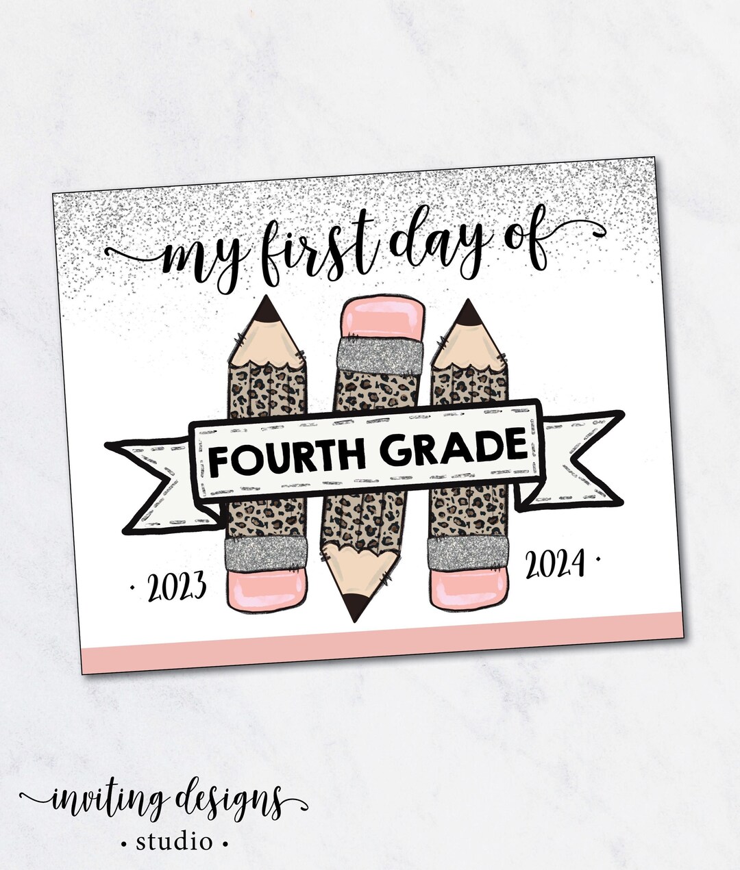 4th Grade Sign / Fourth Grade Sign / Leopard Print / First Day - Etsy