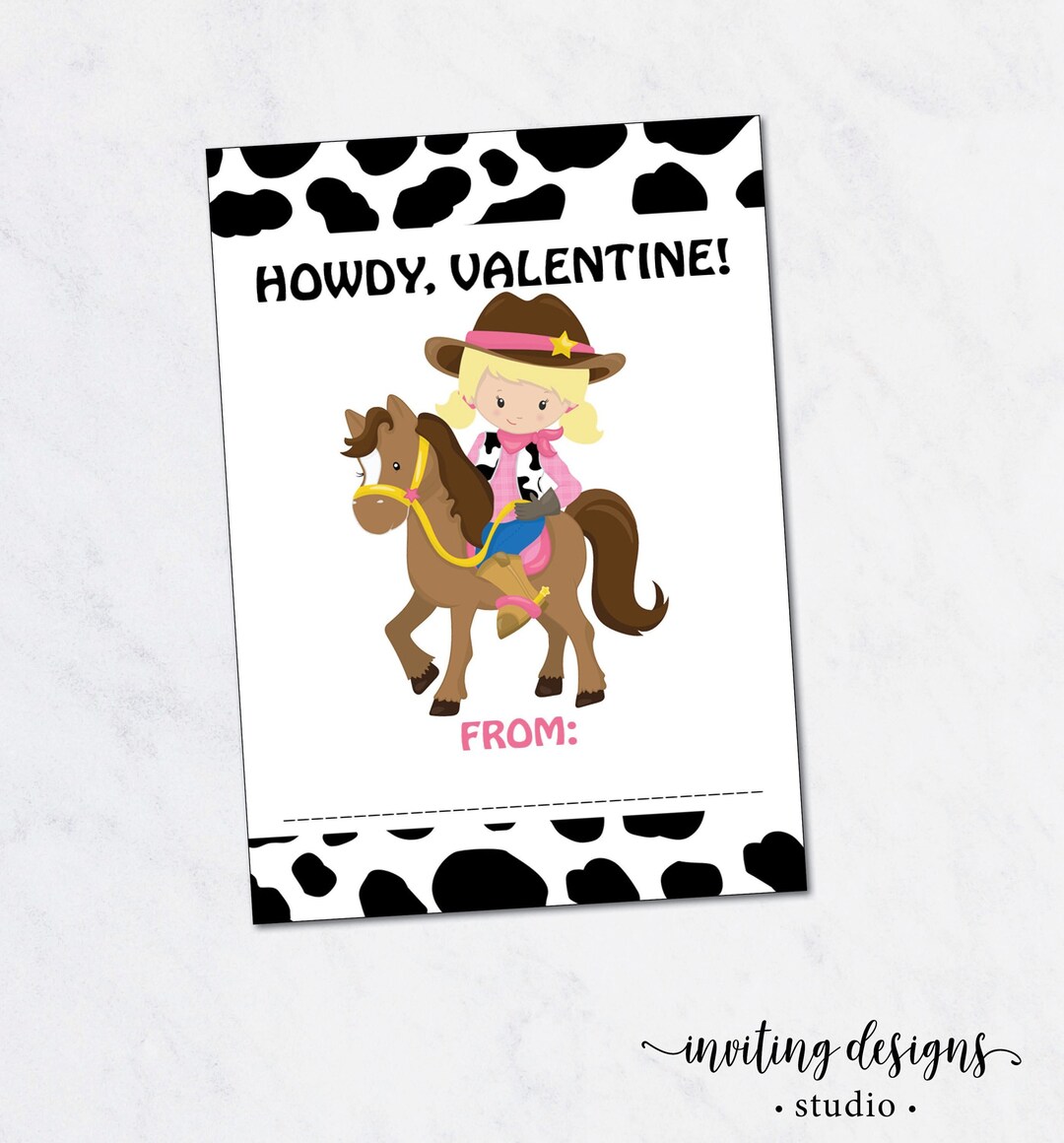 Cowgirl Valentine's Day Card / Western Valentine Cards / Girl ...