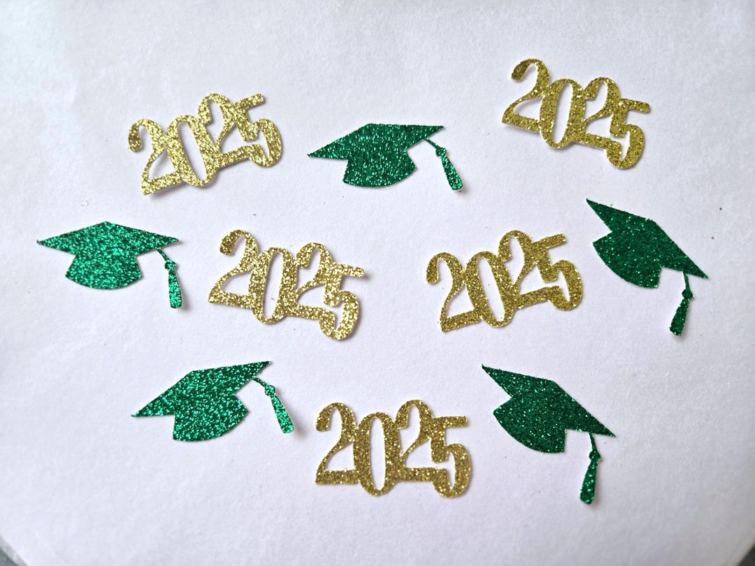 2025 Graduation Confetti, Black and Gold Confetti, Graduation Hat ...