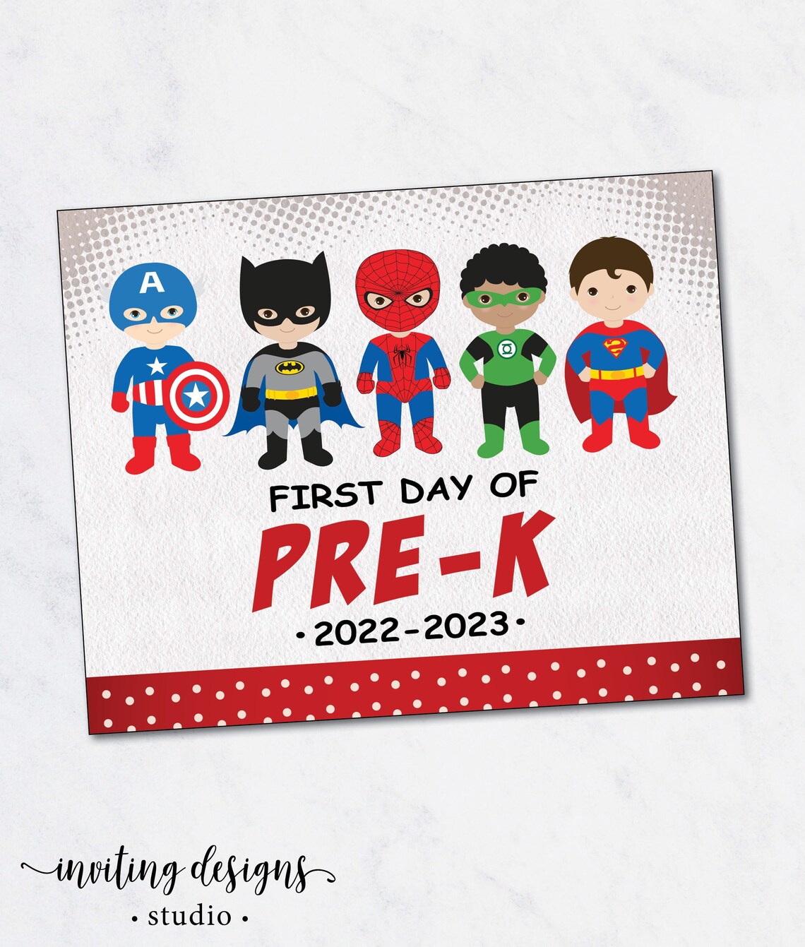 Boy First Day of Pre K Sign / Superhero First Day of Pre-k - Etsy