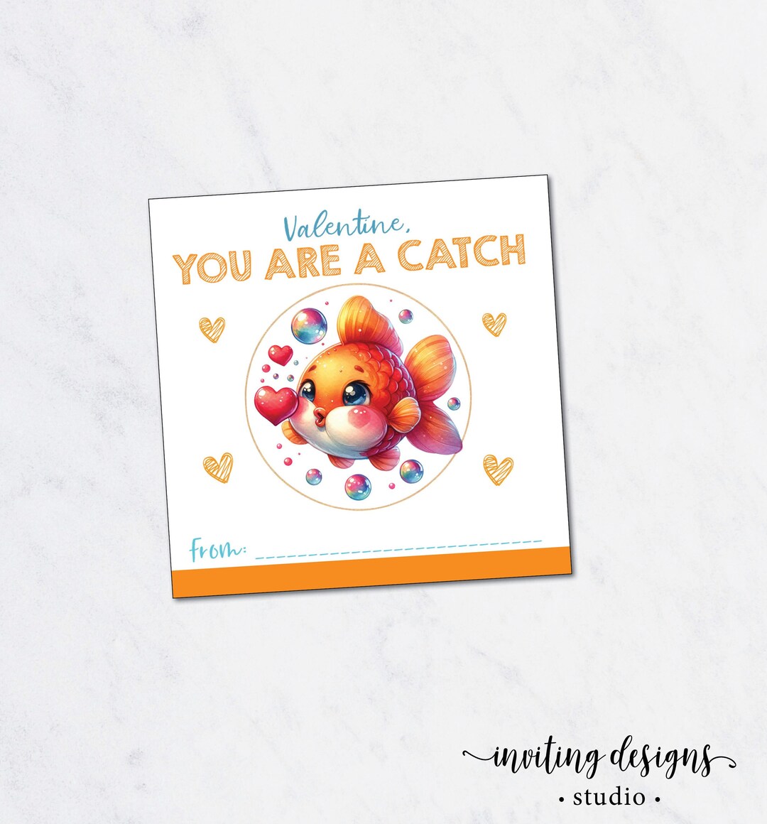 Goldfish Valentine Tag / Printable Valentine Tags / Goldfish Valentine ...