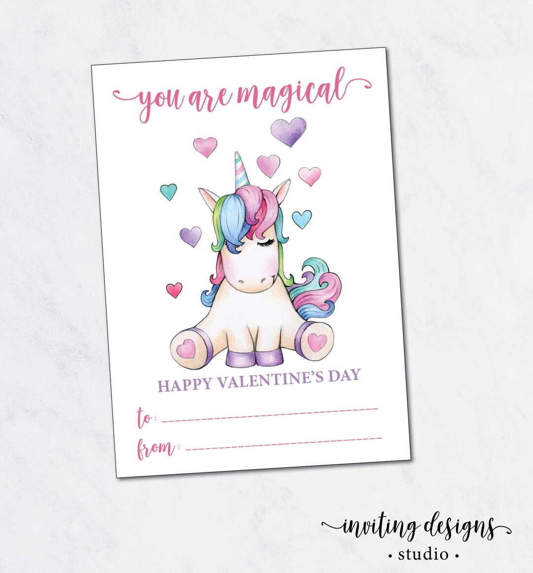 Unicorn Valentine's Day Card / Printable Valentine Cards / Girl ...