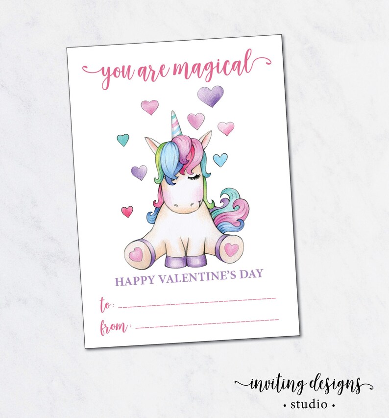 Unicorn Valentine's Day Card / Printable Valentine Cards / Girl ...