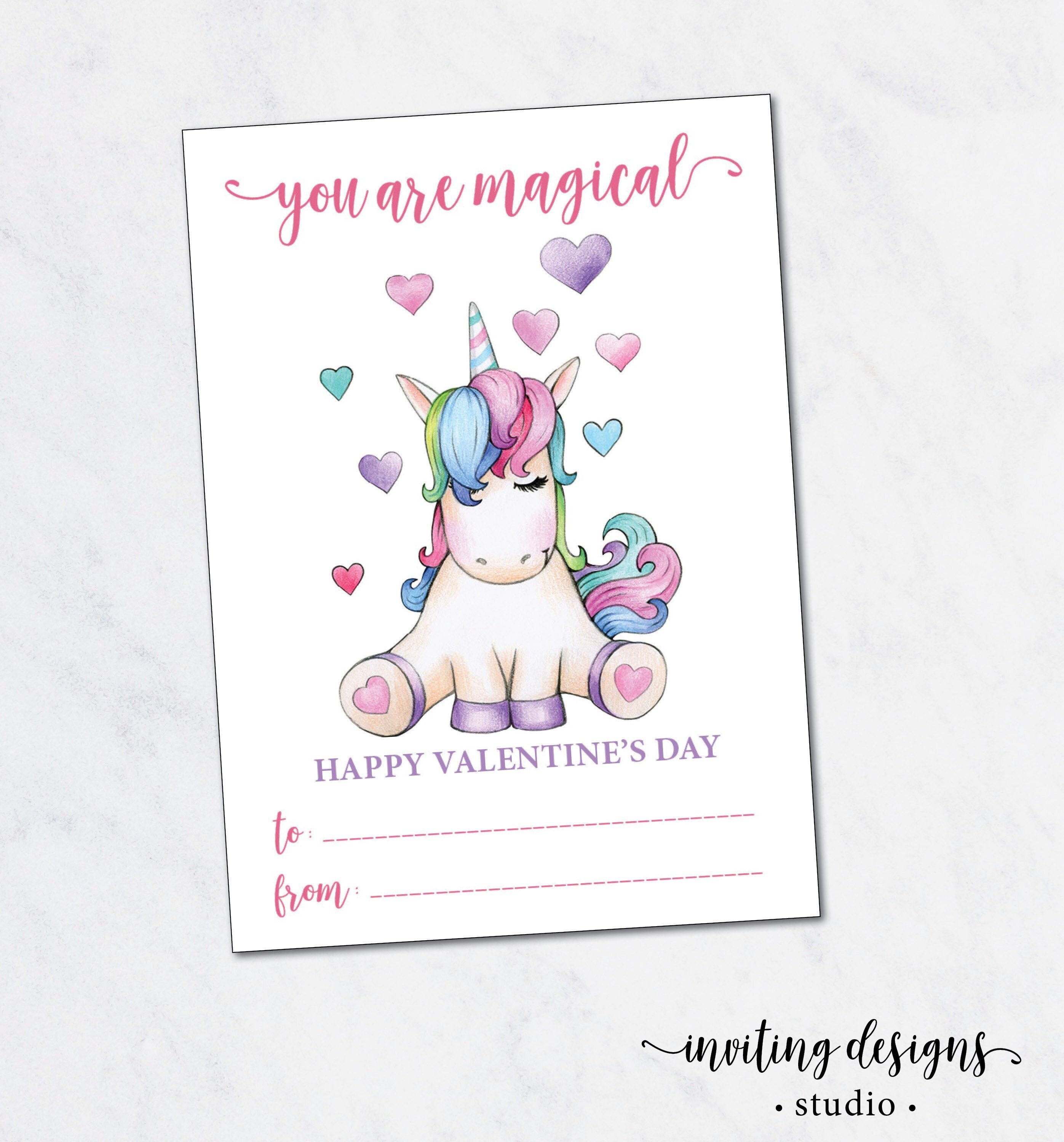 Unicorn Valentine's Day Card / Printable Valentine Cards / Girl ...