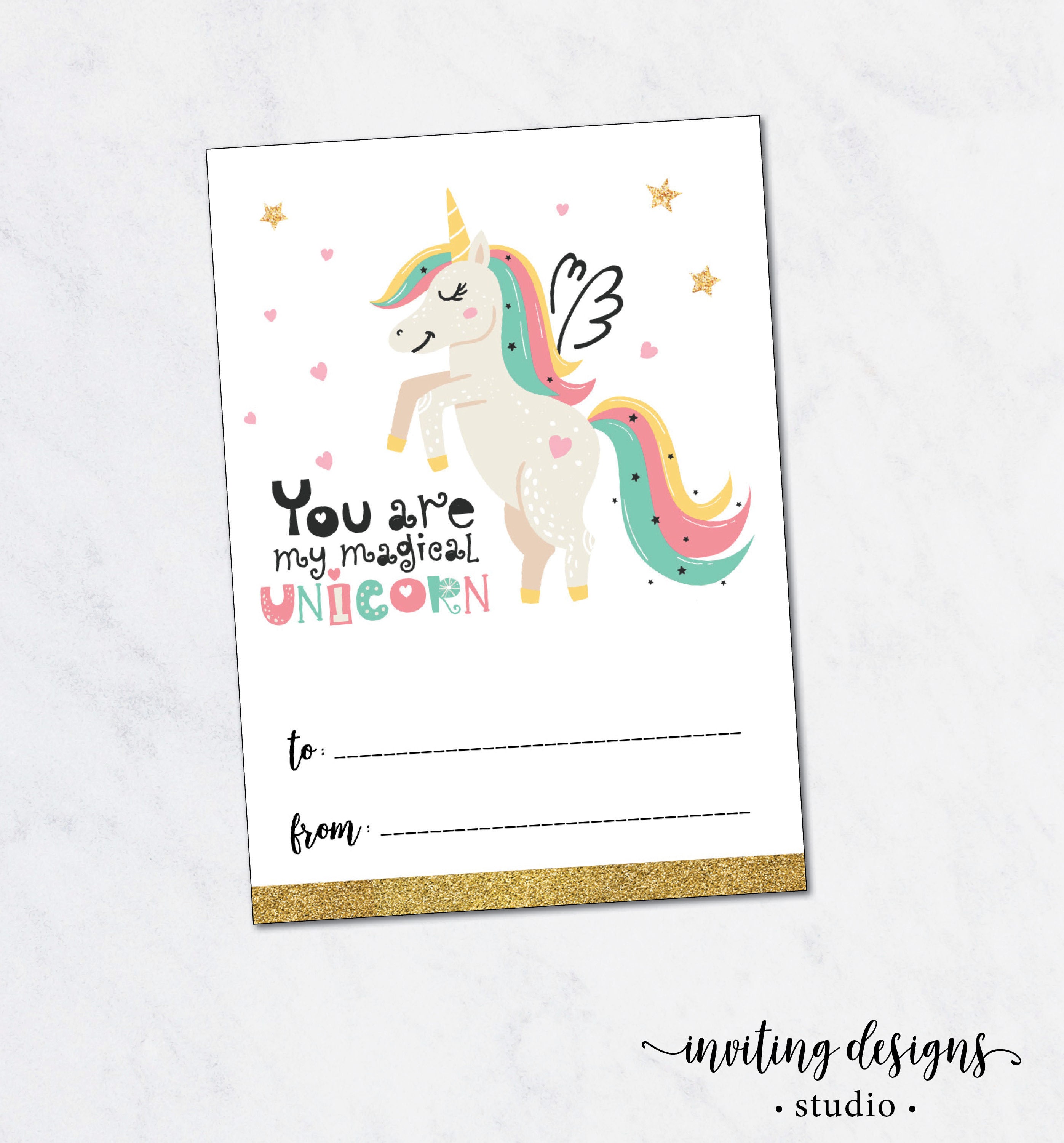 Unicorn Valentine's Day Card / Printable Valentine Cards / Magical ...