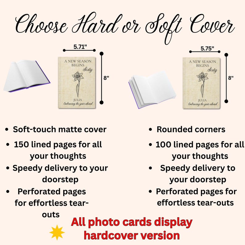 Personalized Birthday Journal, Birth Month Flower, Faux Linen Look ...