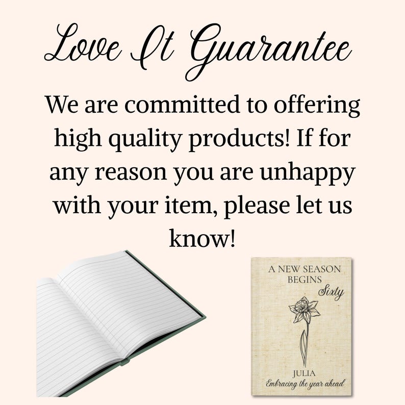 Personalized Birthday Journal, Birth Month Flower, Faux Linen Look ...