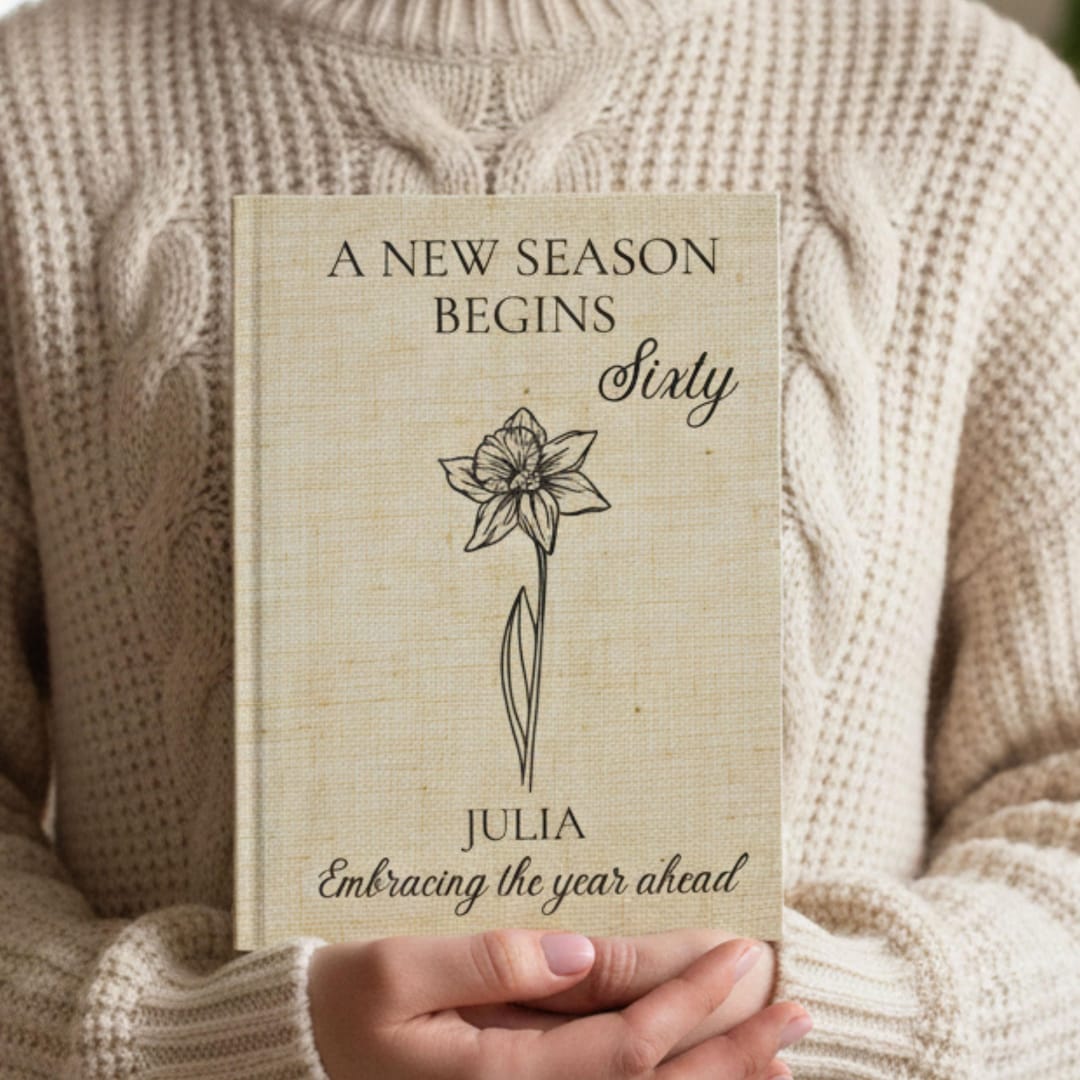 Personalized Birthday Journal, Birth Month Flower, Faux Linen Look ...