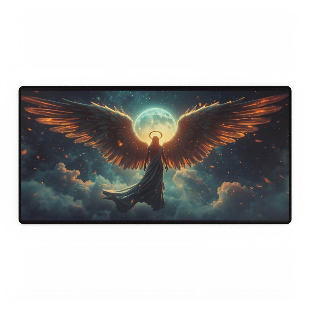 Angel Wings Halo Desk Mat | Celestial Angel Design Mousepad Deskmat - Etsy
