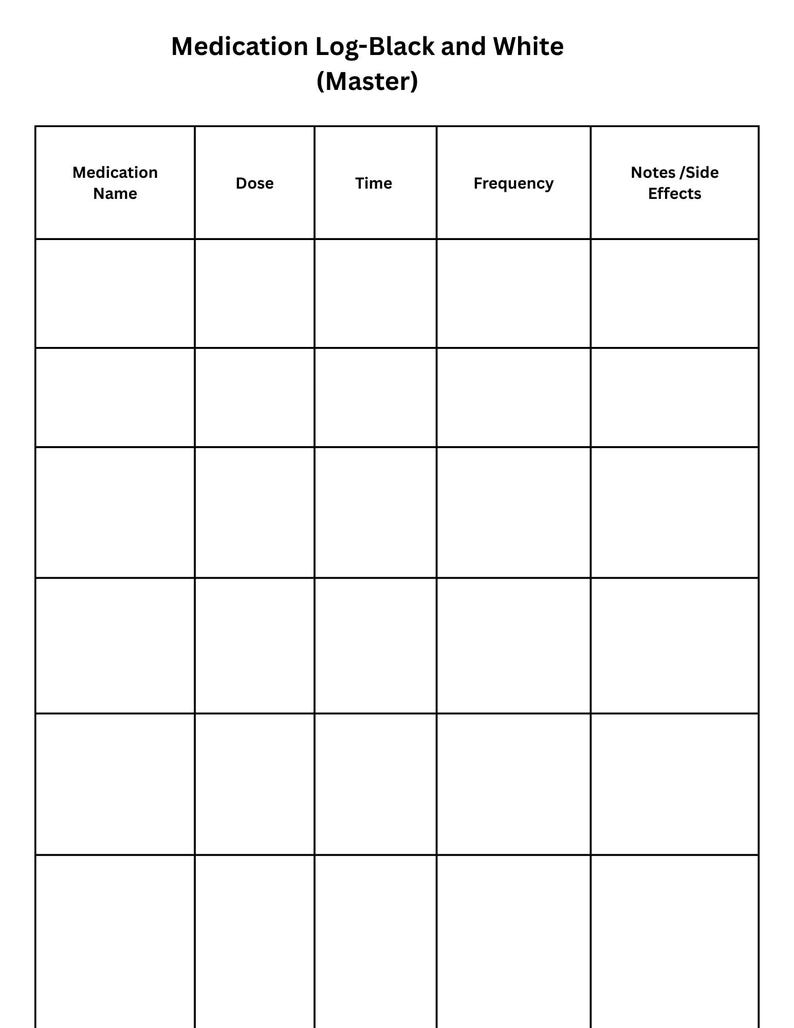 Medication Log Printable PDF - Etsy